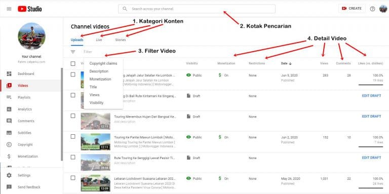 Cara Menggunakan Youtube Studio Terbaru 2026 Untuk Pemula! [ Video ]